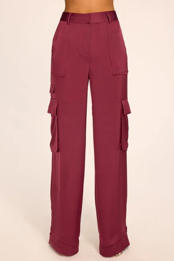Ramy Brook Hannah Cargo Wide Leg Pants - Cranberry