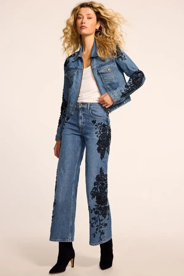 Ramy Brook Lea Beaded Cropped Jean