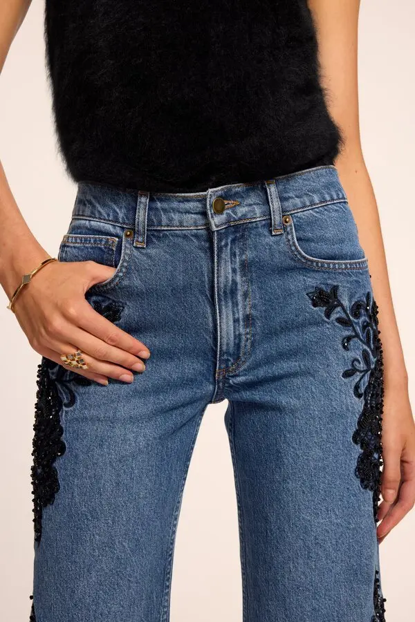 Ramy Brook Lea Beaded Cropped Jean