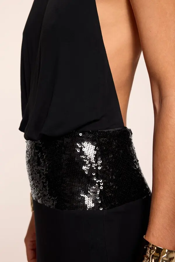 Ramy Brook Theresa Sequin Jersey Halter Gown