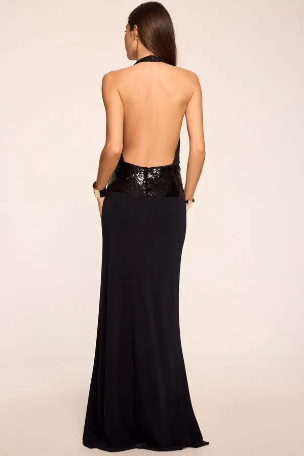 Ramy Brook Theresa Sequin Jersey Halter Gown