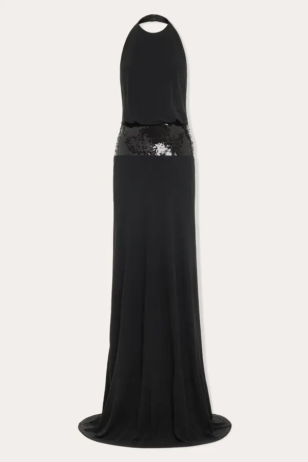 Ramy Brook Theresa Sequin Jersey Halter Gown