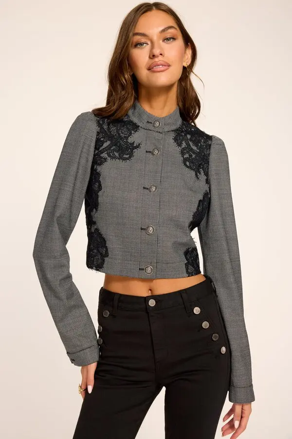 Ramy Brook Elsa Printed Lace Jacket - Black Combo