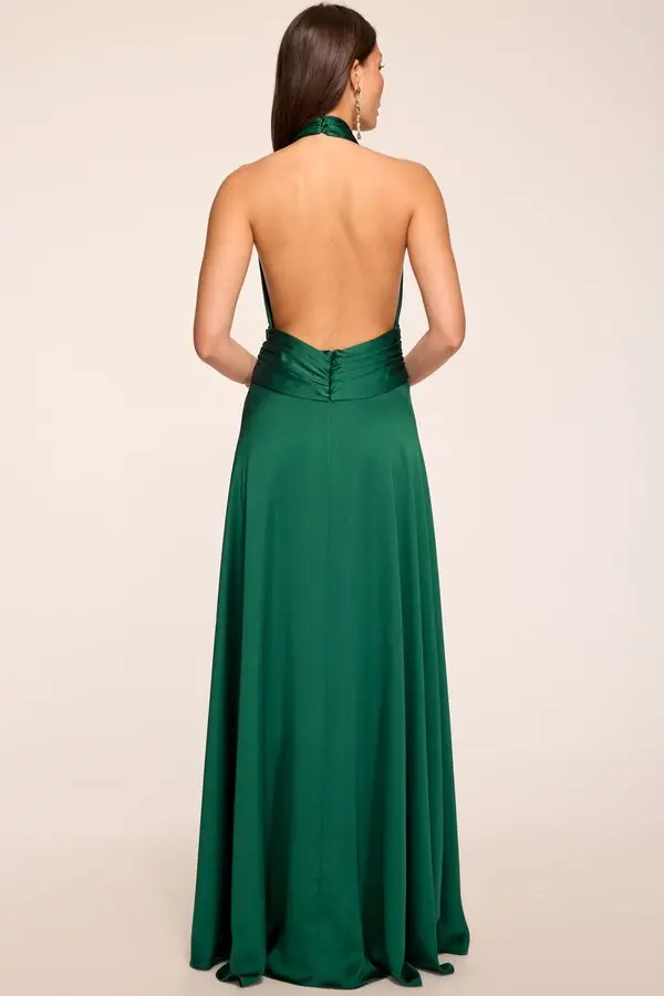 Ramy Brook Jasmine Plunging Halter Gown