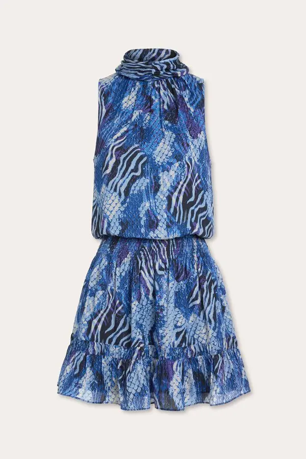 Ramy Brook Elanna Printed Smocked Waist Mini Dress
