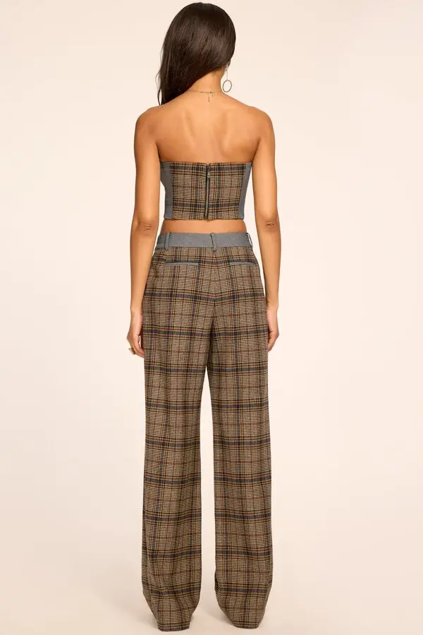 Ramy Brook Leslie Plaid Tailored Pant