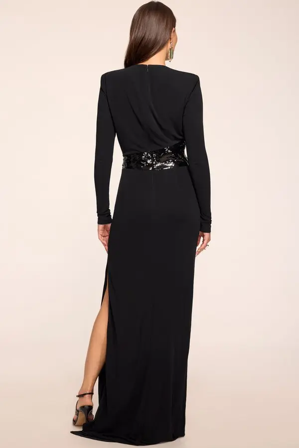 Ramy Brook Samantha Jersey Long Sleeve Sequin Gown