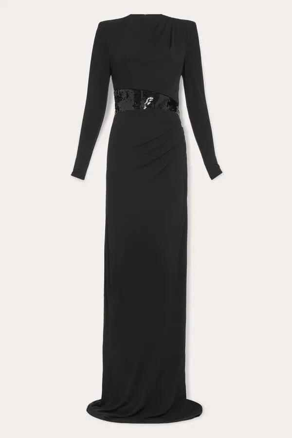 Ramy Brook Samantha Jersey Long Sleeve Sequin Gown