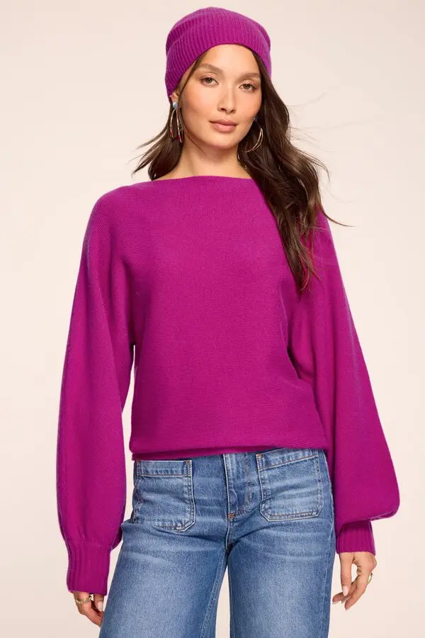 Ramy Brook Eva Boatneck Sweater - Raspberry