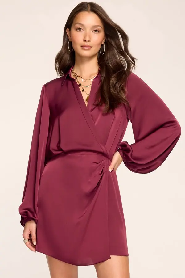 Ramy Brook Carolyn Designer Faux Wrap Mini Dress