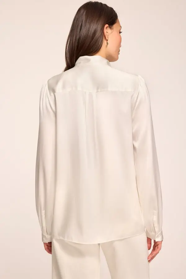 Ramy Brook Theresa Tie Neck Long Sleeve Silk Top