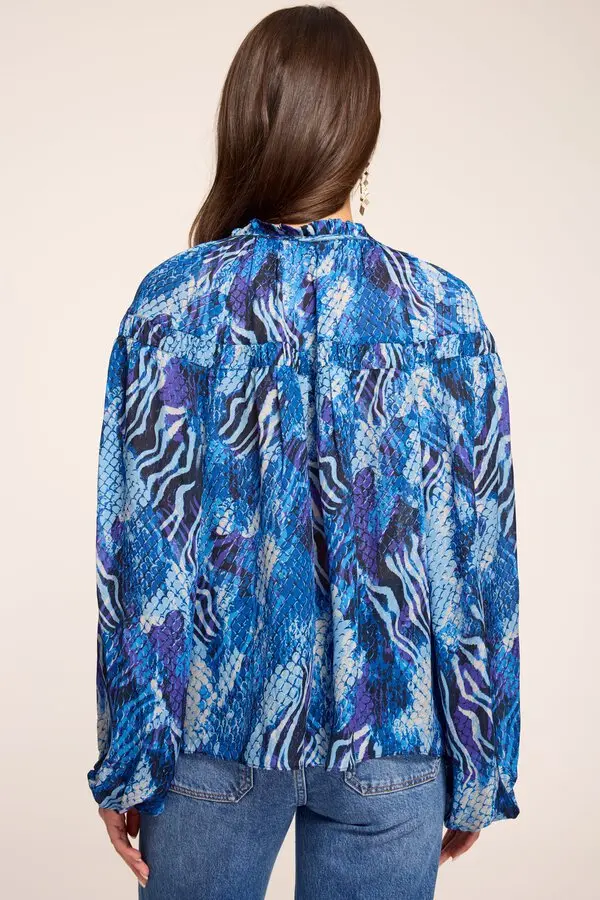 Ramy Brook Cynthia Printed Tie Neck Top Designer