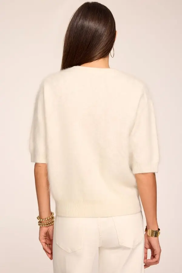 Ramy Brook Dana Luxury Cashmere Short Sleeve Sweater