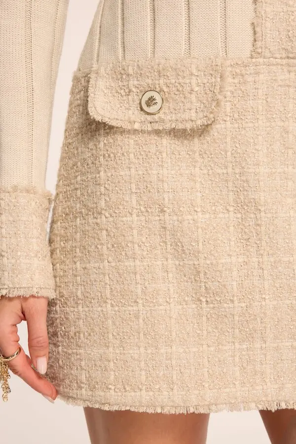 Ramy Brook Ellen Lurex Tweed Collared Mini Dress Designer