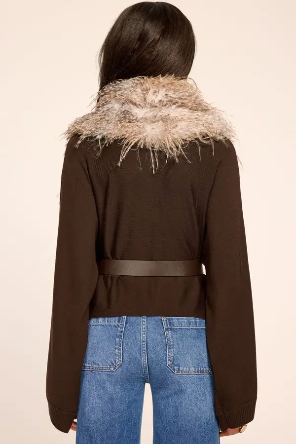 Ramy Brook Sally Designer Faux Fur Belted Vest