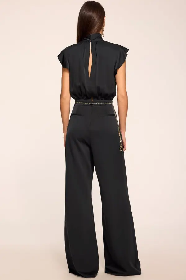 Ramy Brook Irene Tie Neck Short Sleeve Designer Jumpsuit