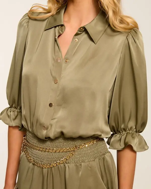 Ramy Brook Dina Short Sleeve Button Down Jumpsuit
