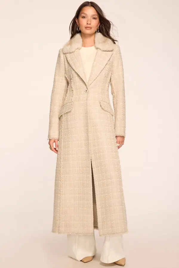 Ramy Brook Betsy Faux Fur Trimmed Coat - Bone