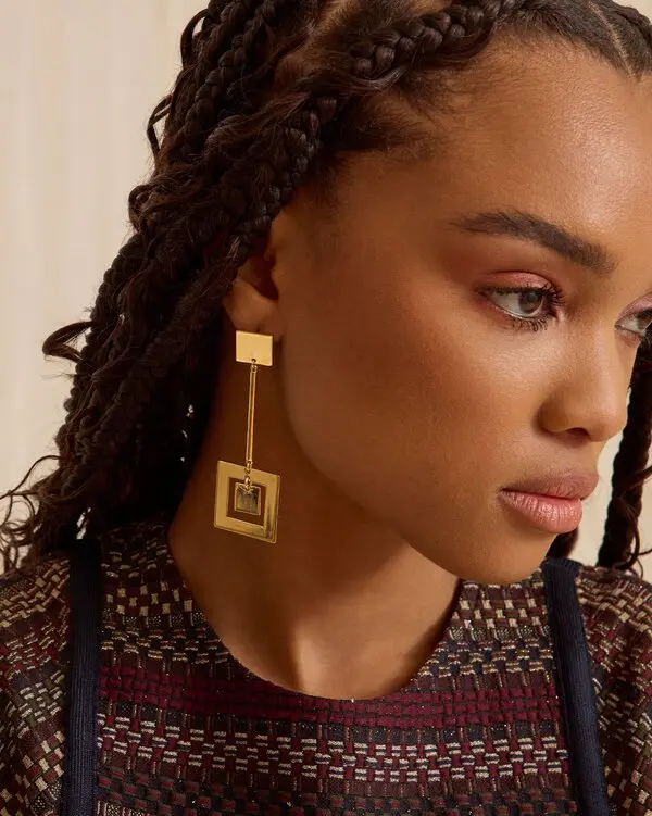 Ramy Brook Halla Geometric Square Earrings