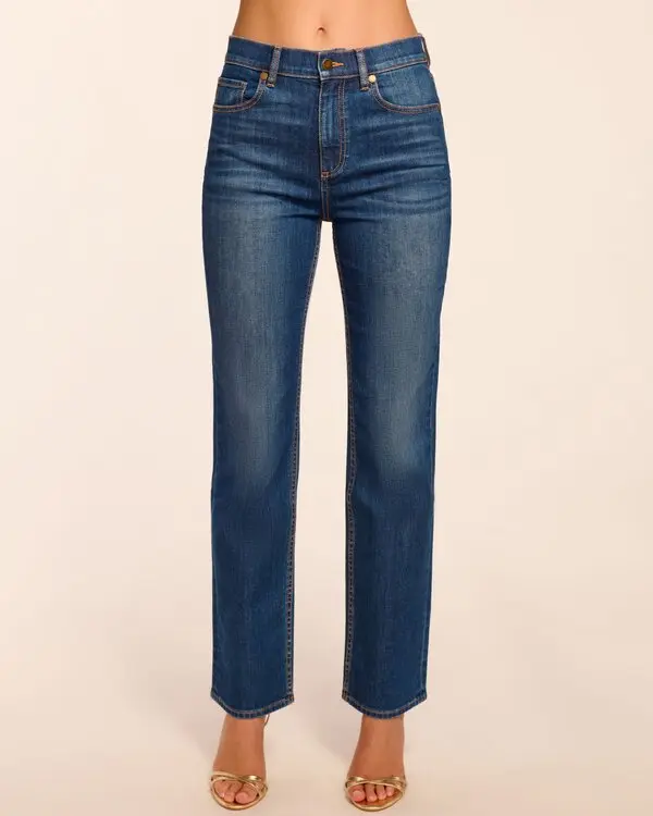 Ramy Brook Claudia 5-pocket High-rise Straight Leg Jean - Medium Wash