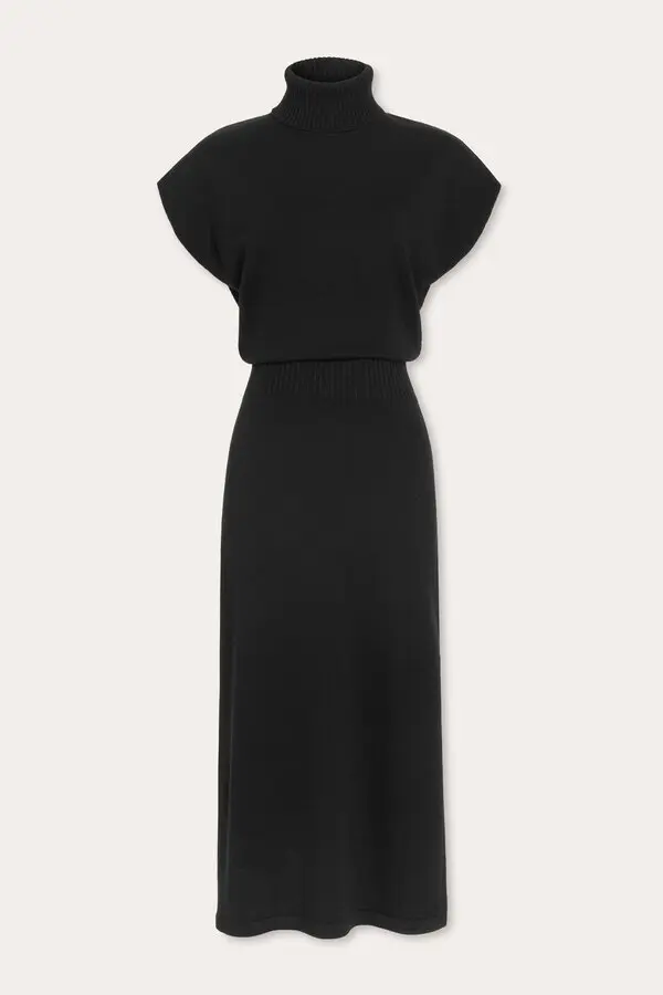 Ramy Brook Merino Turtleneck Midi Dress - Black