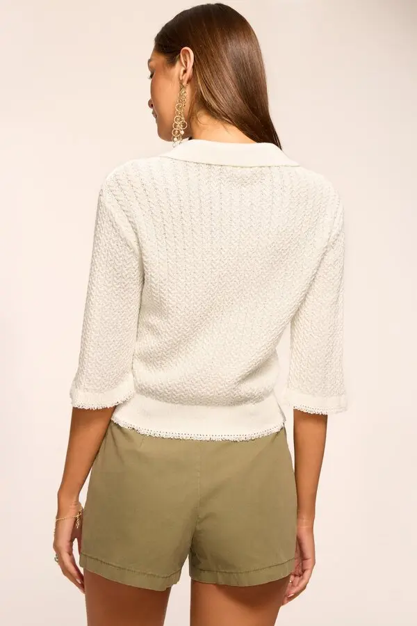 Ramy Brook Azaria Textured Knit Collared Sweater