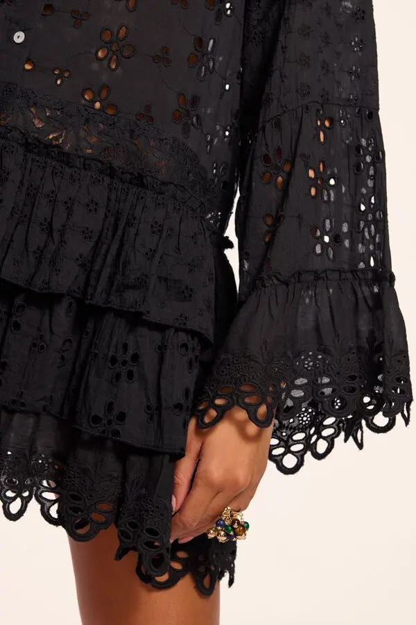 Ramy Brook Roxanne Cotton Eyelet Coverup Mini Dress