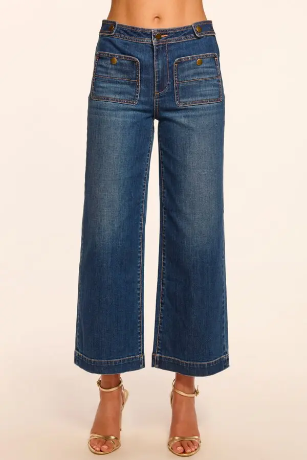 Ramy Brook Gemma Mid-rise Cropped Wide Leg Jeans