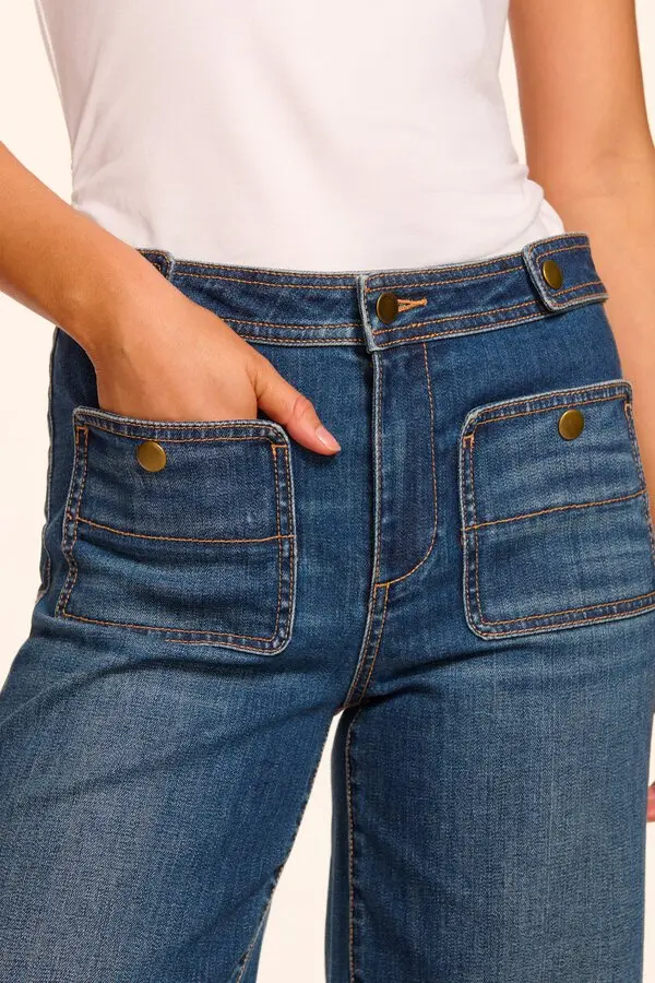 Ramy Brook Gemma Mid-rise Cropped Wide Leg Jeans