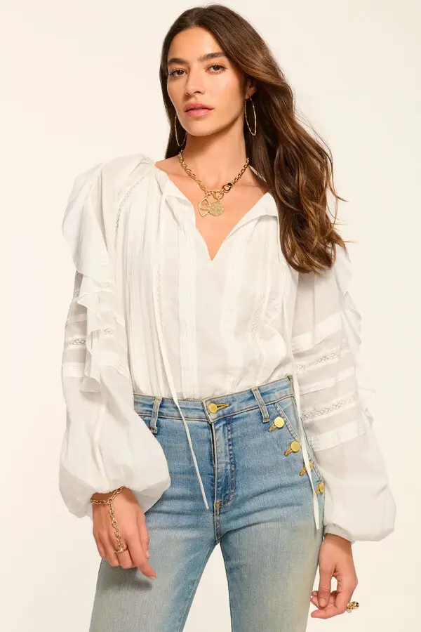 Ramy Brook Tamara Cotton Voile Long Sleeve Blouse