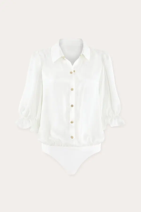 Ramy Brook Dina Button Down Bodysuit - Ivory