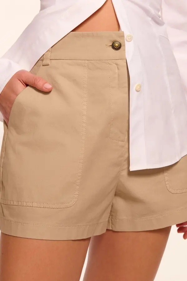Ramy Brook Hilary Canvas Mini Shorts - Sandstone