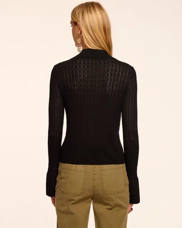 Ramy Brook Cathy Pointelle Silk Cashmere Cardigan Sweater