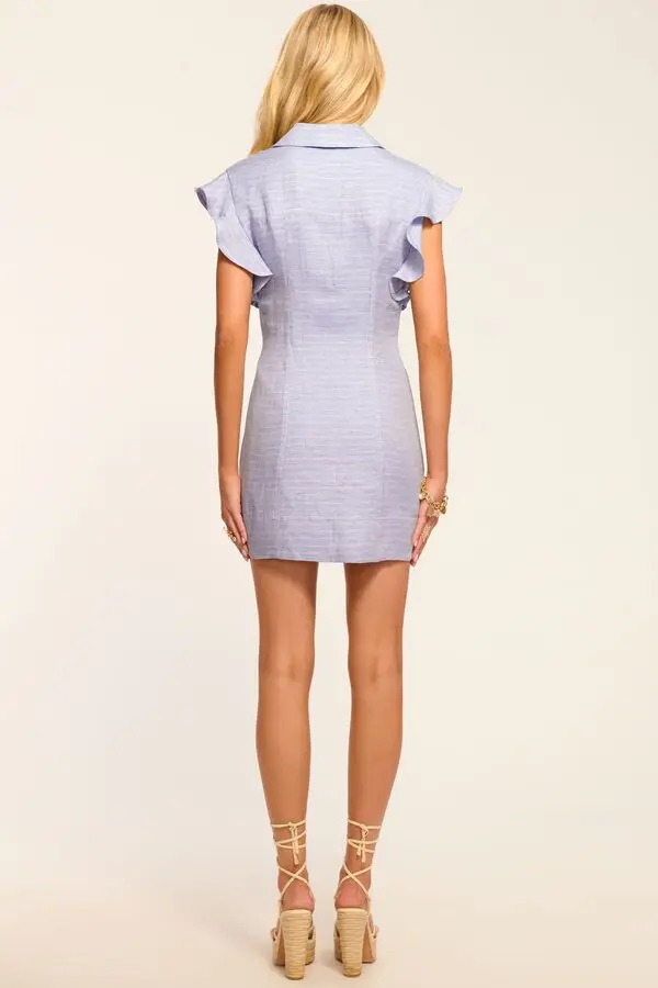 Ramy Brook Nikki Textured Linen Short Sleeve Dress