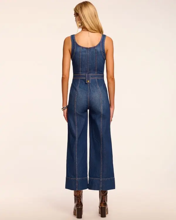 Ramy Brook Janet Cropped Wide Leg Denim Jumpsuit