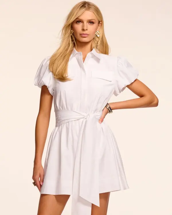 Ramy Brook Nicky Cotton Poplin Short Sleeve Mini Dress