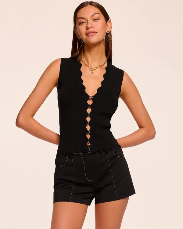 Ramy Brook Marco Stretch Cotton Stitched Mini Short - Black