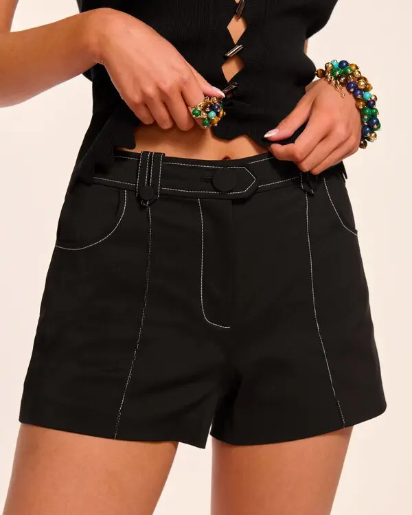Ramy Brook Marco Stretch Cotton Stitched Mini Short
