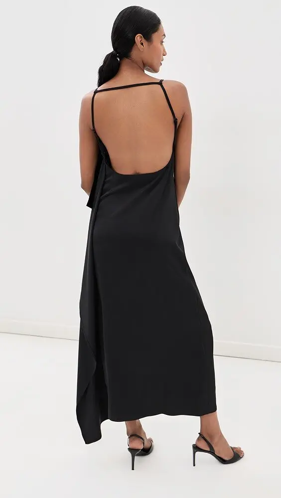 COURREGES Draped Satin Midi Dress