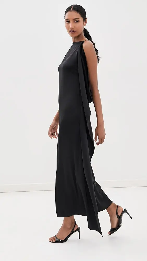 COURREGES Draped Satin Midi Dress