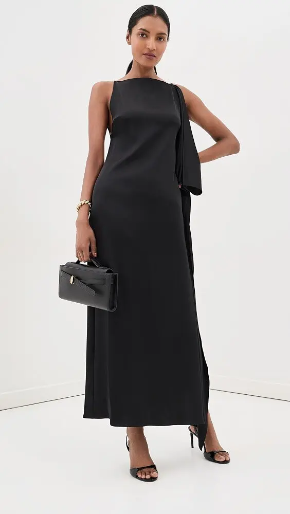 COURREGES Draped Satin Midi Dress