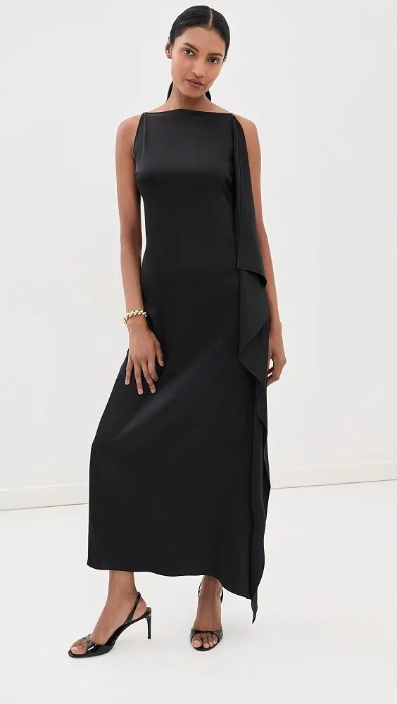 COURREGES Draped Satin Midi Dress