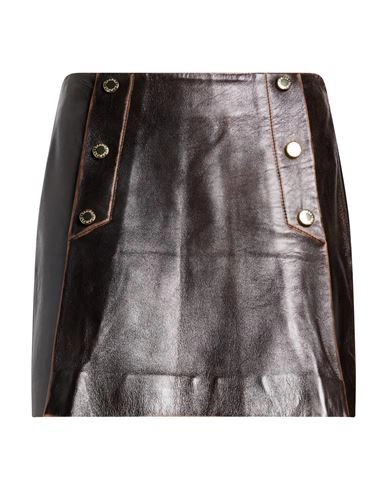 Sandro Dark Lambskin Leather Mini Skirt - Brown