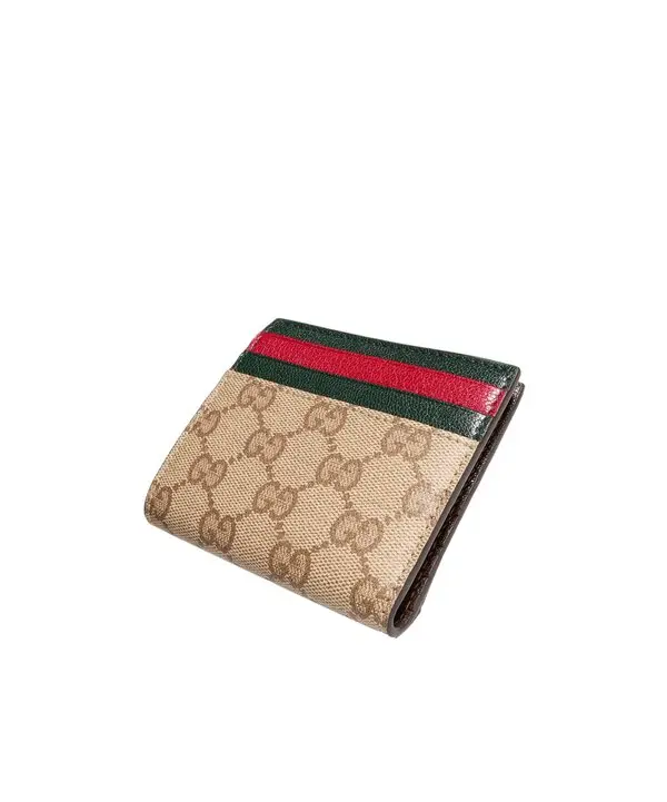 Gucci Zip Card Case With Multicolor Slots - Sand/brown