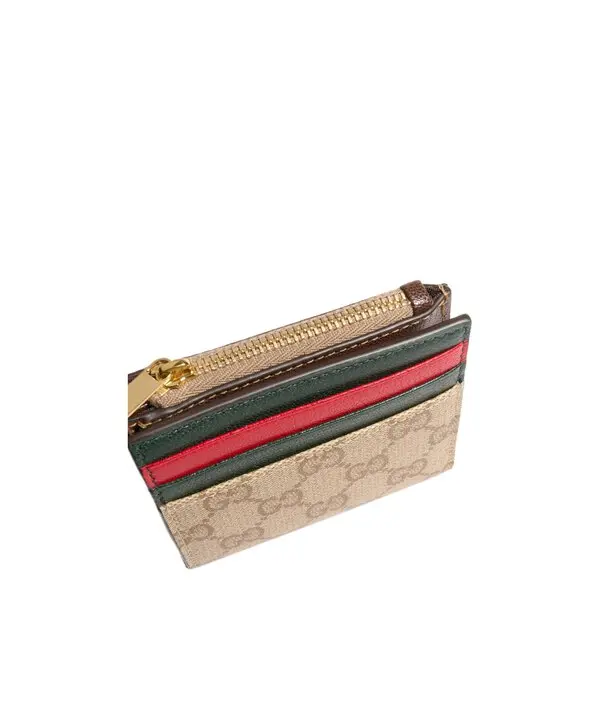 Gucci Zip Card Case With Multicolor Slots - Sand/brown