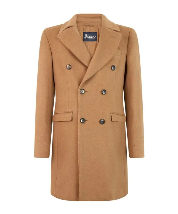 Herno Double-breasted Wool Coat - Camel