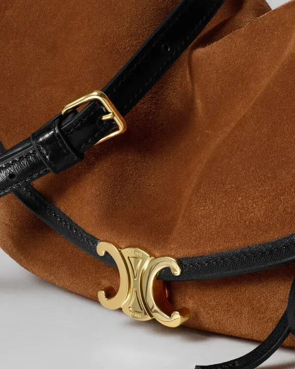 Celine Little Halfmoon Soft Triomphe In Suede Calfskin