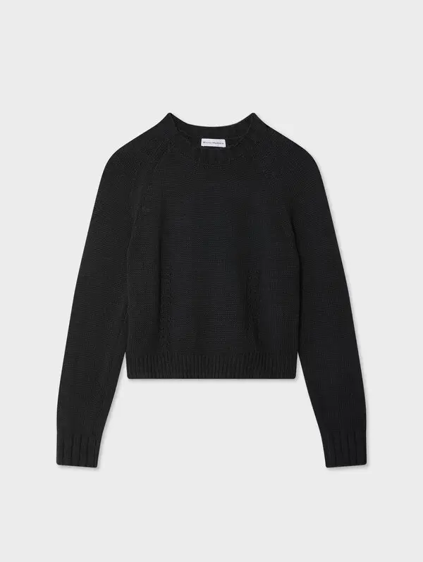 WHITE & WARREN Cotton Linen Sweatshirt - Black