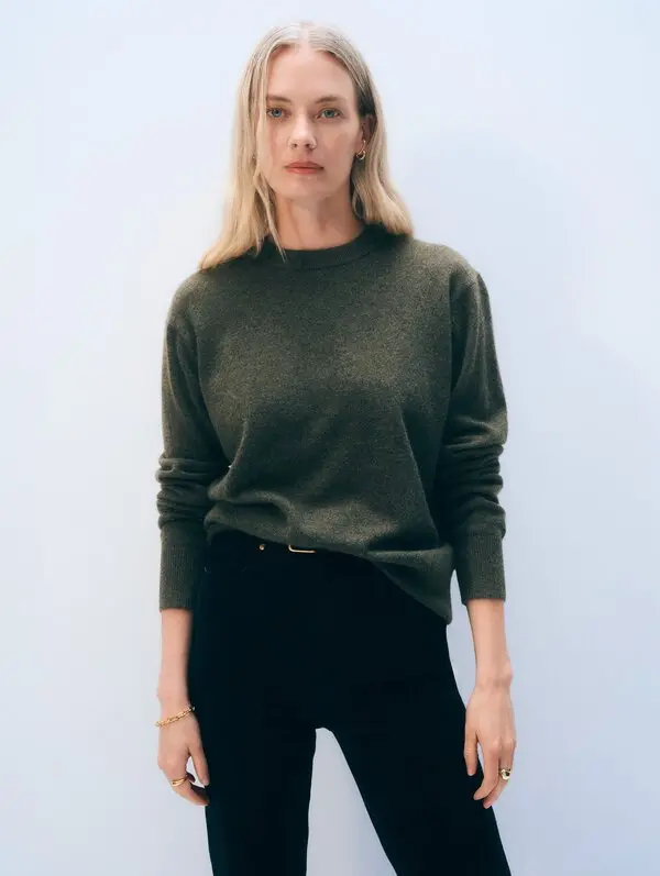 WHITE & WARREN Cashmere Crewneck Top - Thyme Heather