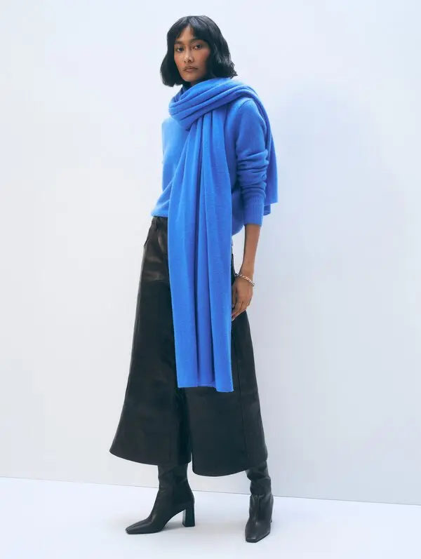 WHITE & WARREN Cashmere Travel Wrap - Blue Canvas